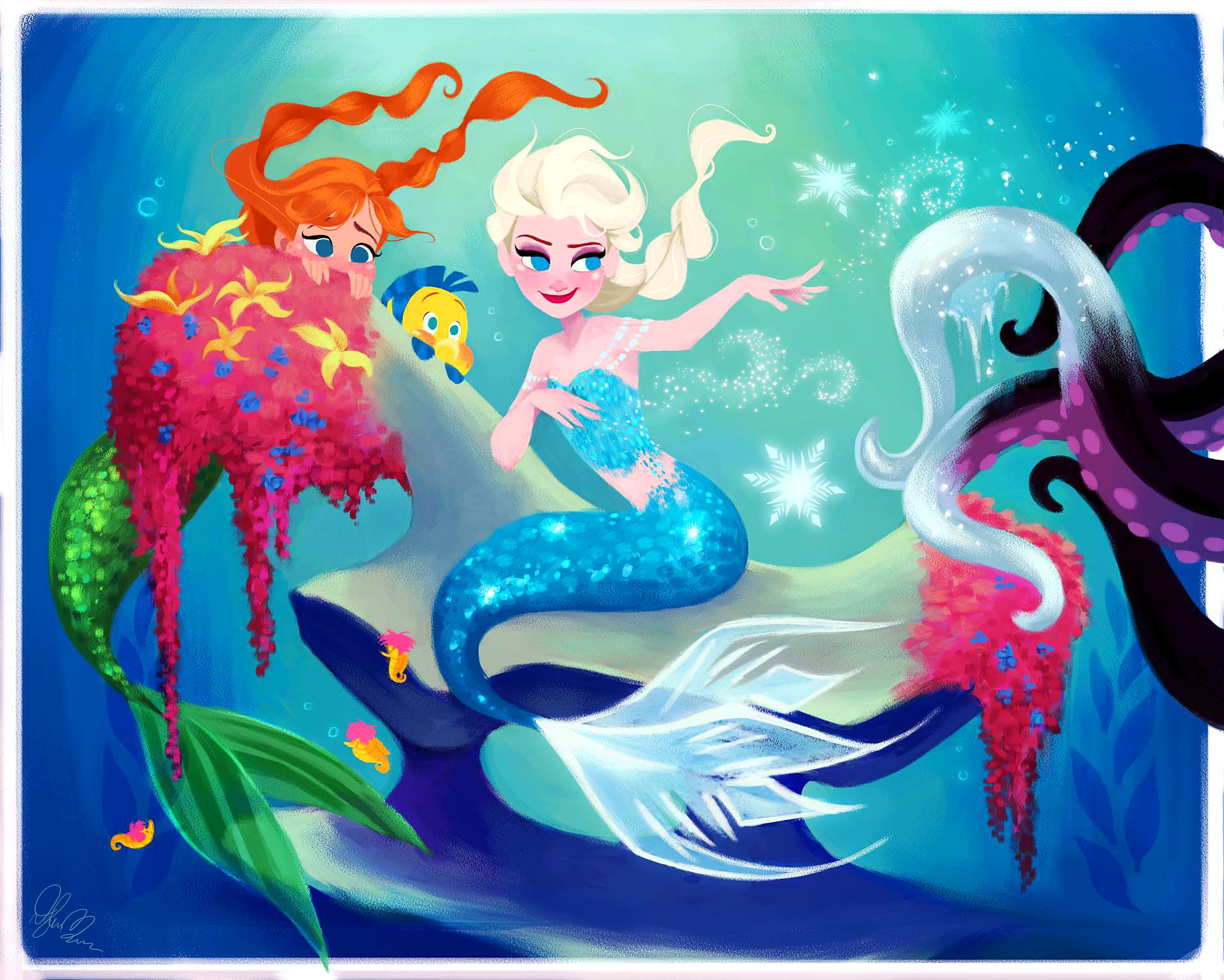 Frozen's Elsa Goes Under the Sea, More Disney Princess Swaps
