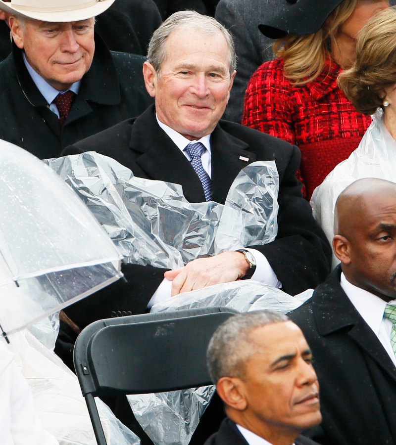 George W. Bush Struggles With Poncho During Inauguration, Internet Reacts