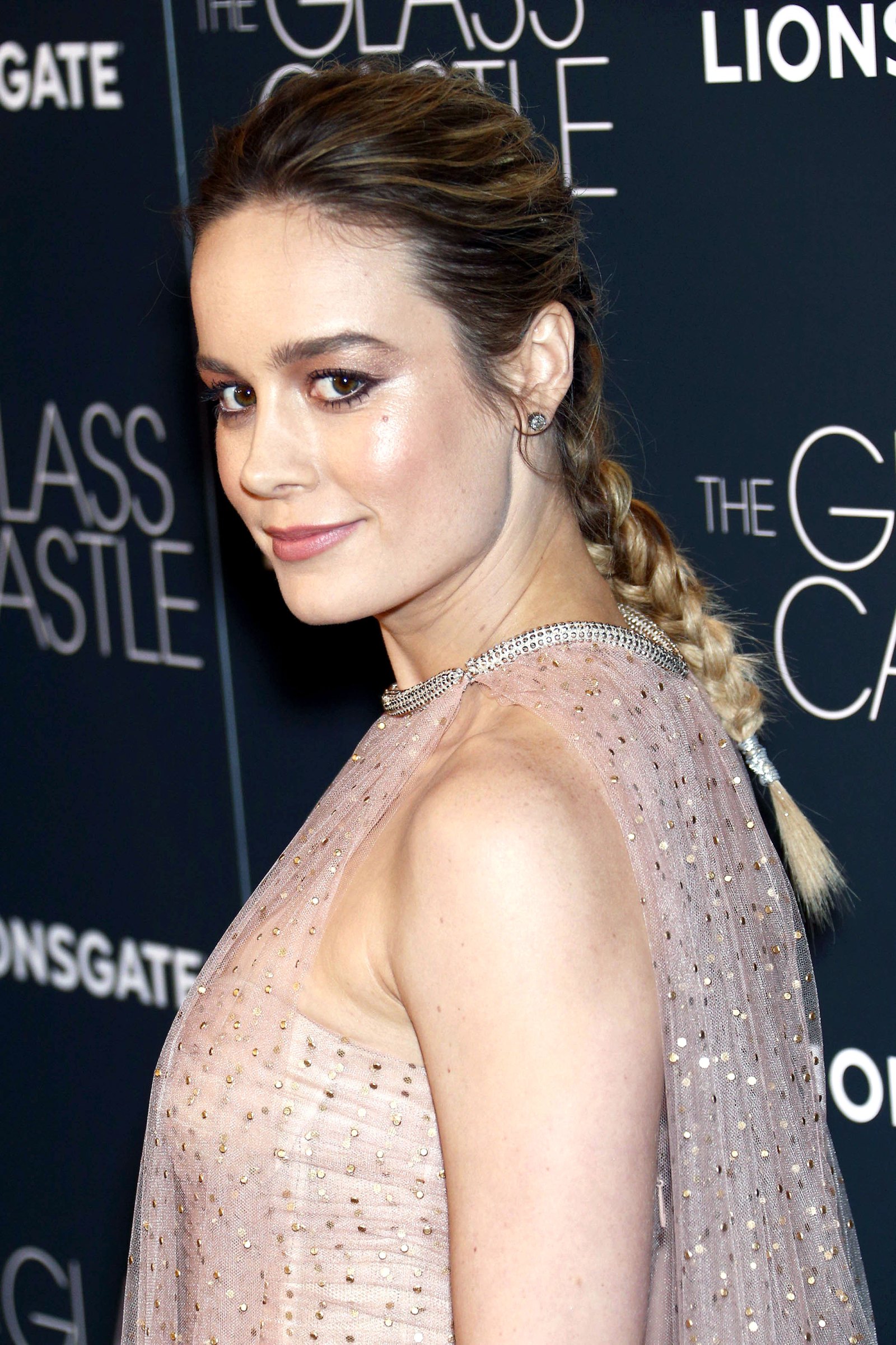 Brie Larson in Monique Lhuillier at Glass Castle Premiere | Us Weekly