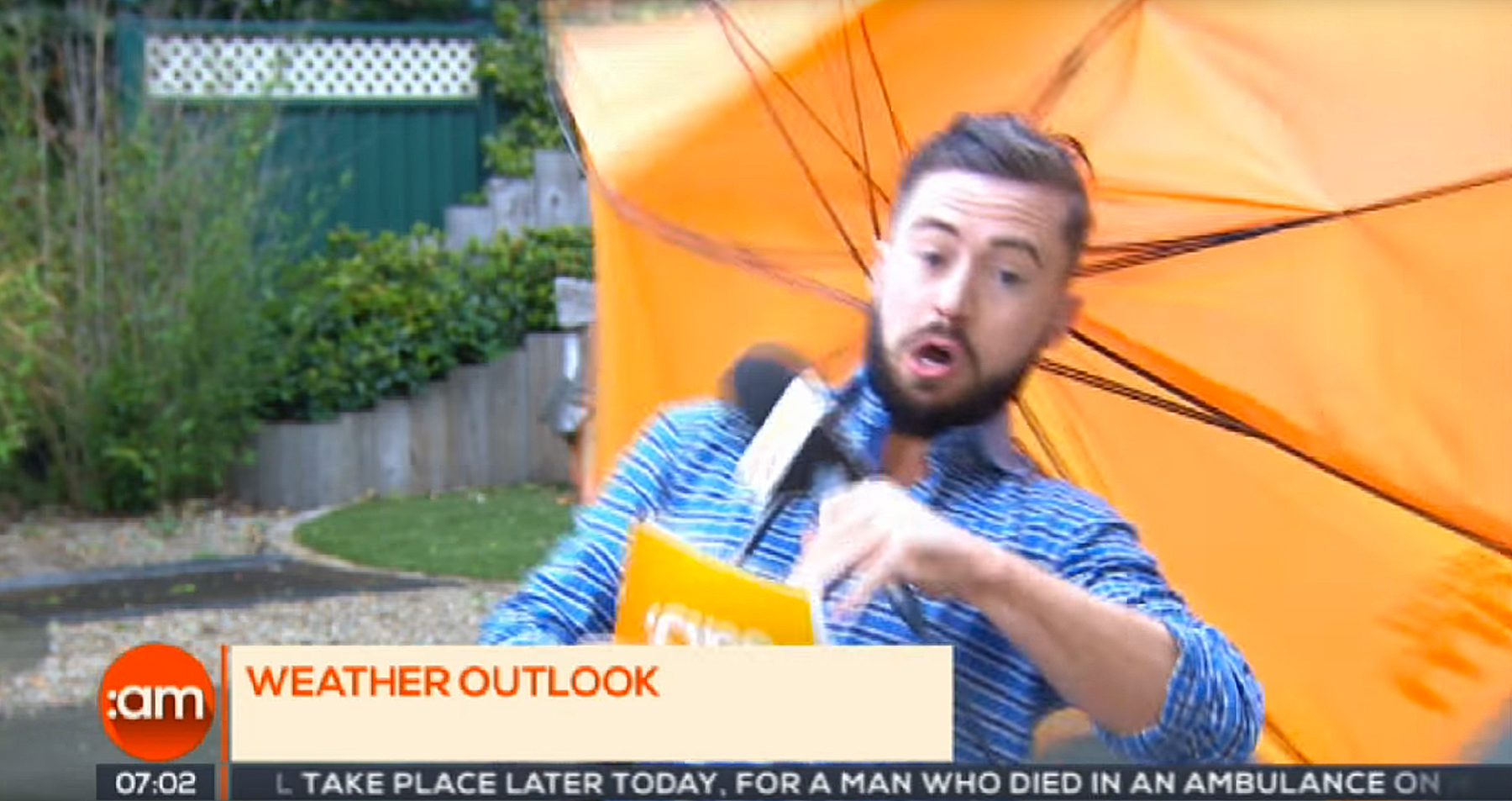 Irish Weatherman Blown Away on Live TV: Watch! | Us Weekly