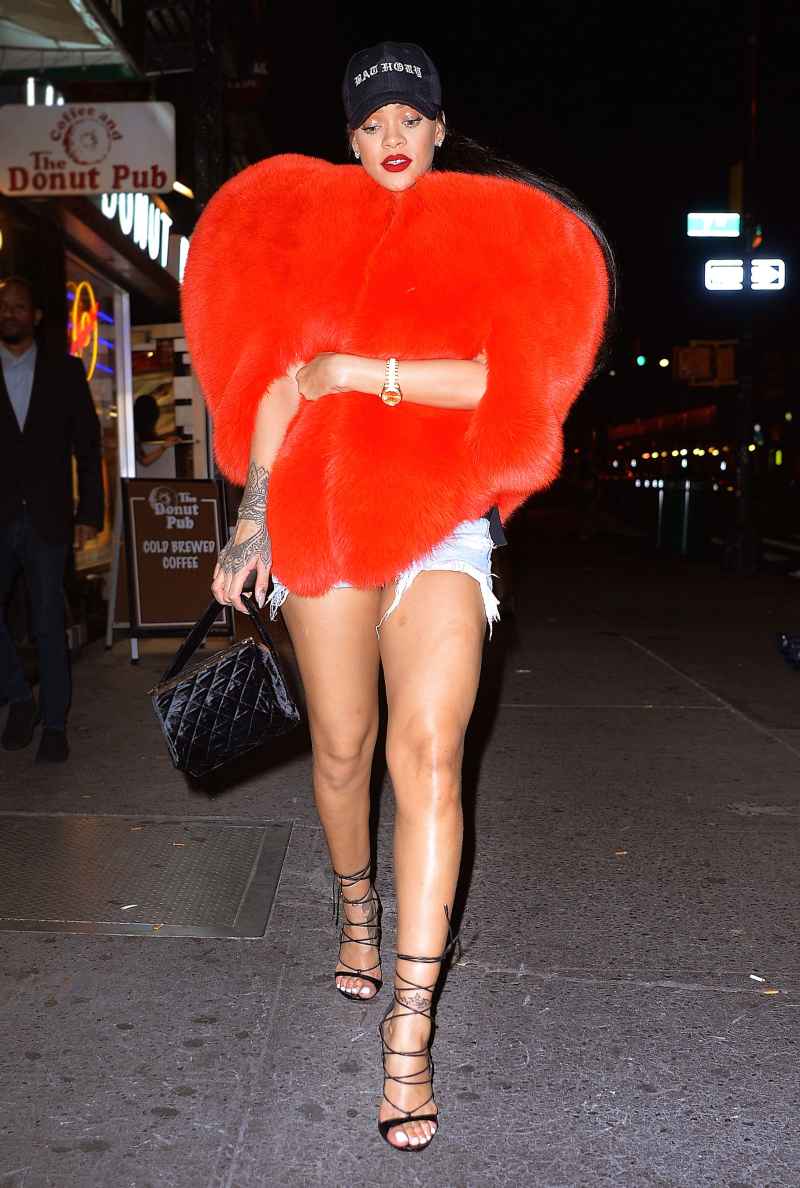 Rihanna Wears Red Heart-Shaped Coat in NYC: Street Style Pics | Us Weekly